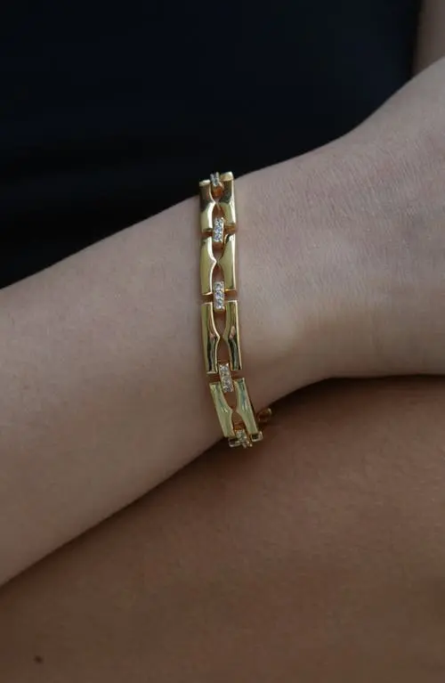 Argento Vivo 18k Plated Cubic Zirconia Link Bracelet