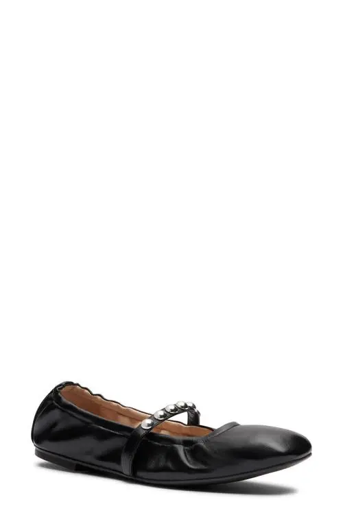 STUART WEITZMAN Goldie Stud Ballet Flat - Black Nappa