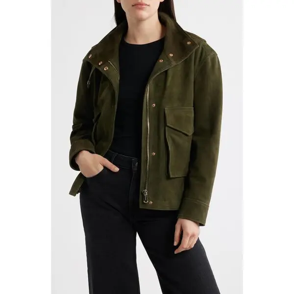 Bernardo Suede Bubble Jacket - Olive