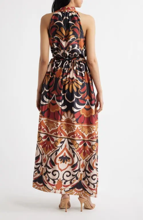 Julia Jordan Floral Print Stretch Satin Maxi Dress