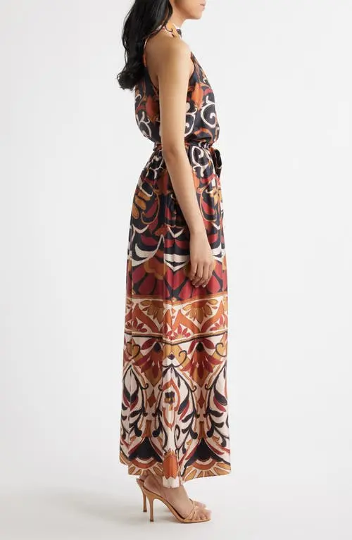 Julia Jordan Floral Print Stretch Satin Maxi Dress