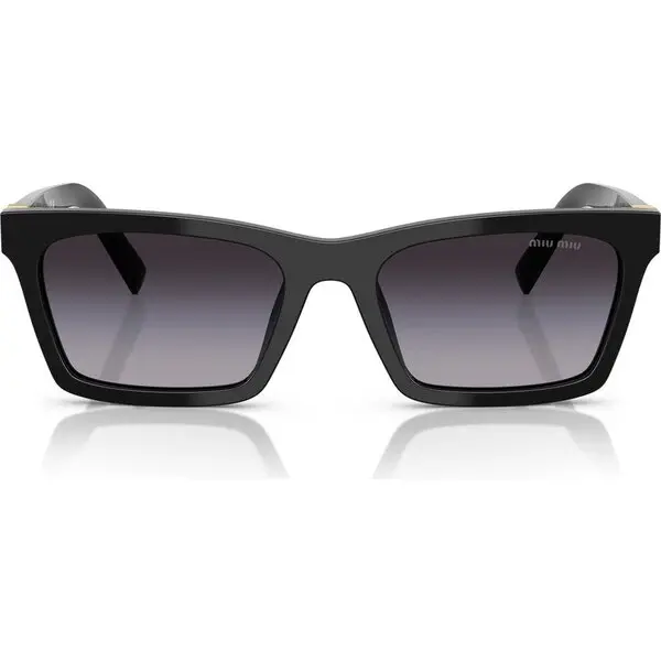 Miu Miu 55mm Gradient Rectangular Sunglasses - Black/grey Gradient