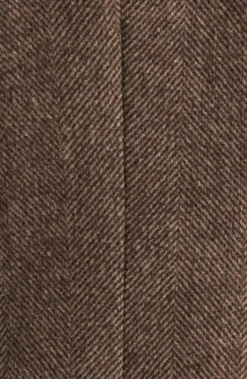 Donna Karan New York Herringbone Wool Double Breasted Coat - Chocolate