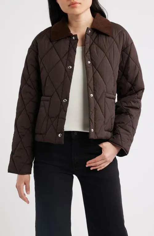 Sam Edelman Quilted Crop Jacket - Dark Brown