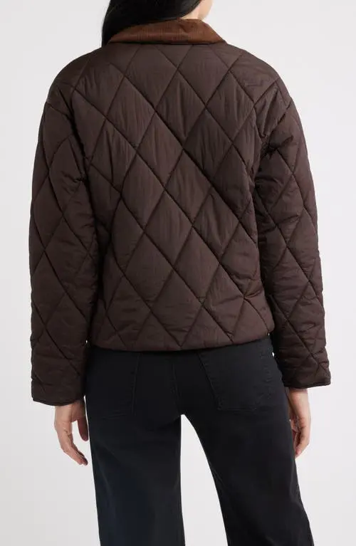 Sam Edelman Quilted Crop Jacket - Dark Brown