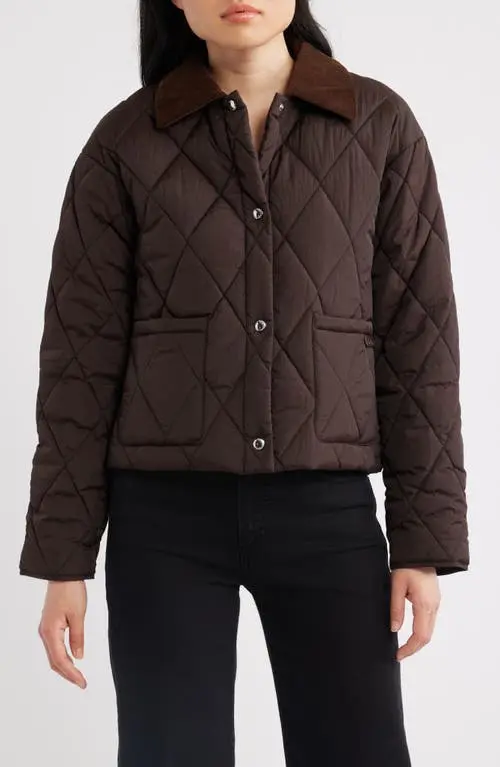 Sam Edelman Quilted Crop Jacket - Dark Brown