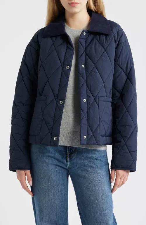 Sam Edelman Quilted Crop Jacket - Navy