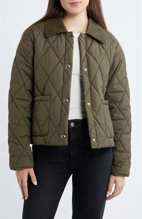 Sam Edelman Quilted Crop Jacket - Olive Branch