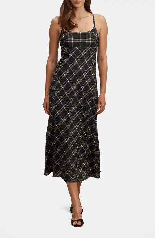 EVER NEW Harley Check Godet Midi Dress - Olive Check