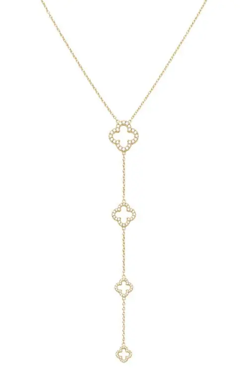 Argento Vivo Graduated Pavé Clover Necklace - Gold