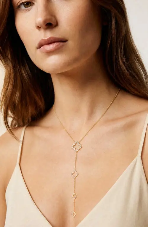 Argento Vivo Graduated Pavé Clover Necklace