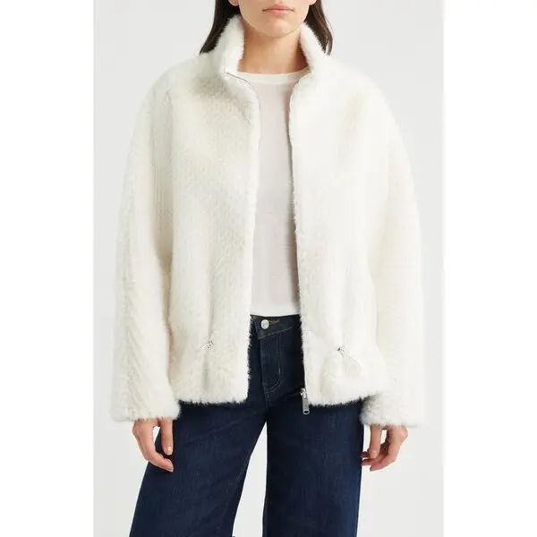 Sam Edelman Reversible Peplum Faux Fur Jacket - Cream