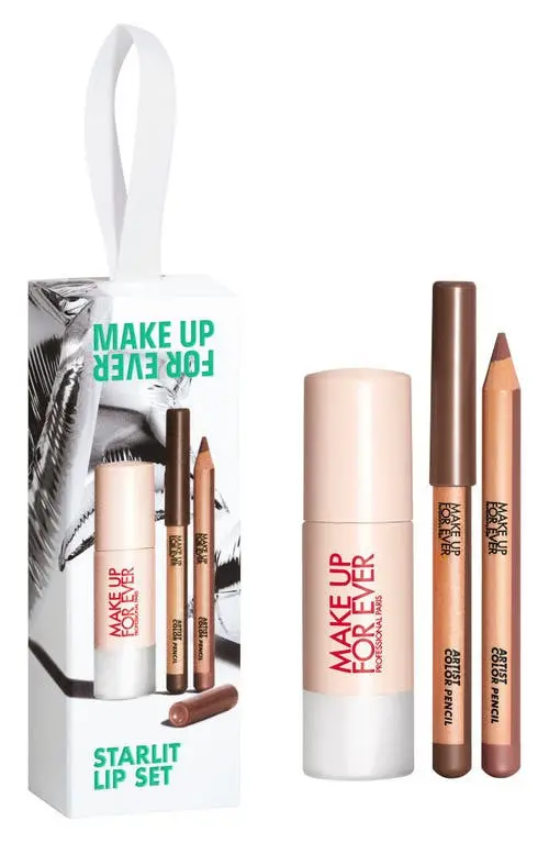 MAKE UP FOR EVER Starlit Lip Set $51 Value - Walnut/brown/clear