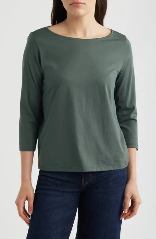 Eileen Fisher Bateau Neck Jersey Top - Everglade