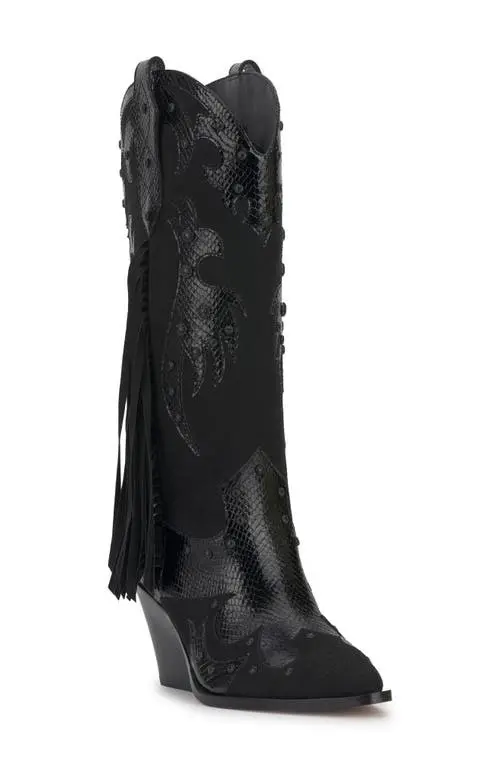 Jessica Simpson Piarin Pointed Toe Western Boot - Black