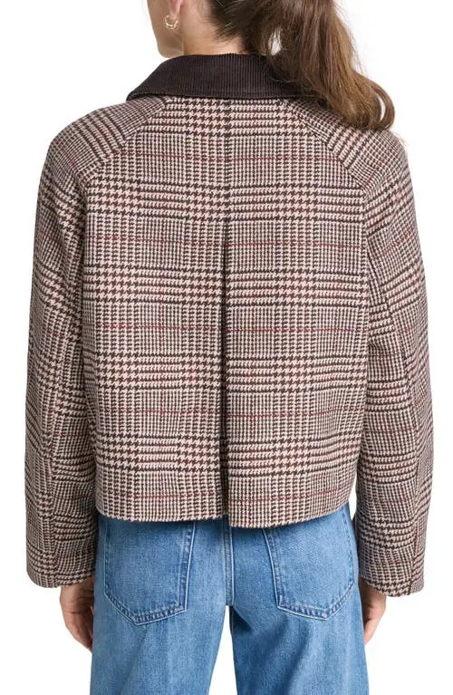 LEVI'S Corduroy Collar Houndstooth Plaid Short Mac Jacket