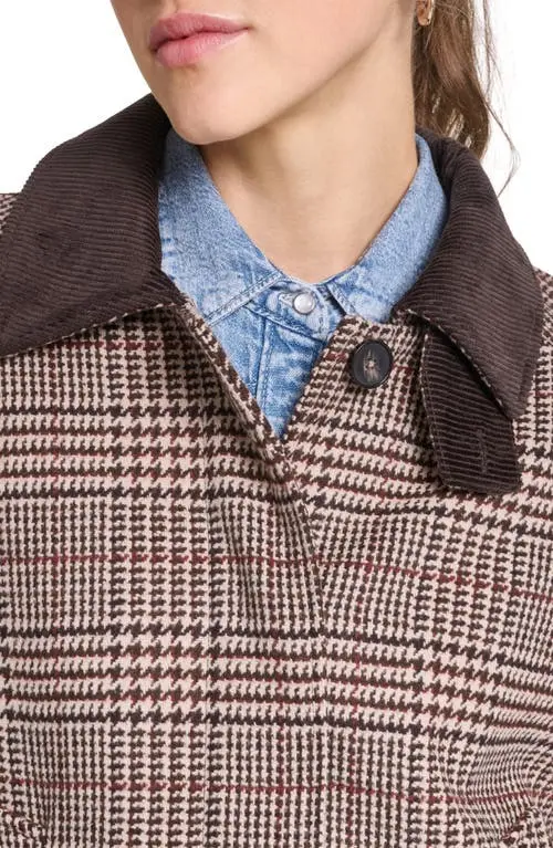 LEVI'S Corduroy Collar Houndstooth Plaid Short Mac Jacket