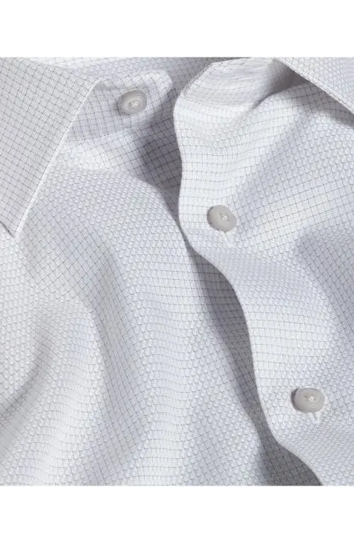 David Donahue Trim Fit Microcheck Cotton Dobby Dress Shirt