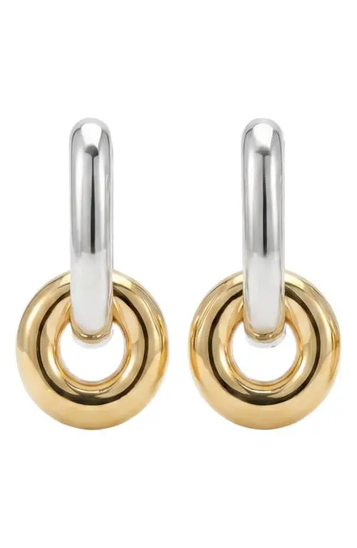 Argento Vivo Two-tone Drop Hoop Link Earrings