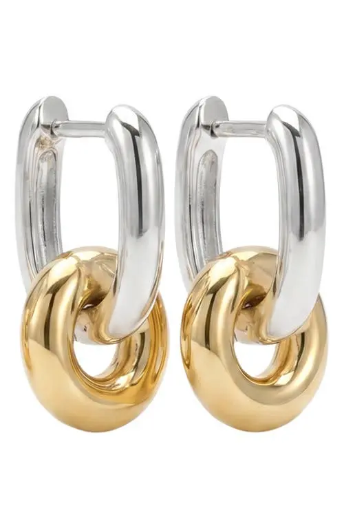 Argento Vivo Two-tone Drop Hoop Link Earrings