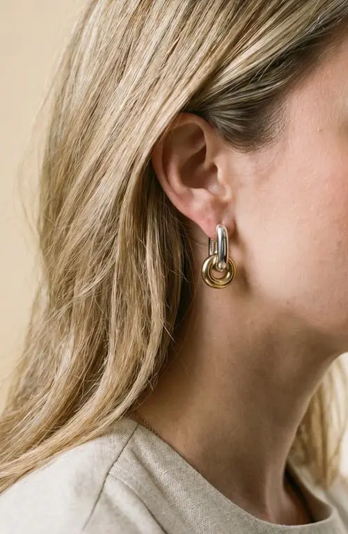 Argento Vivo Two-tone Drop Hoop Link Earrings