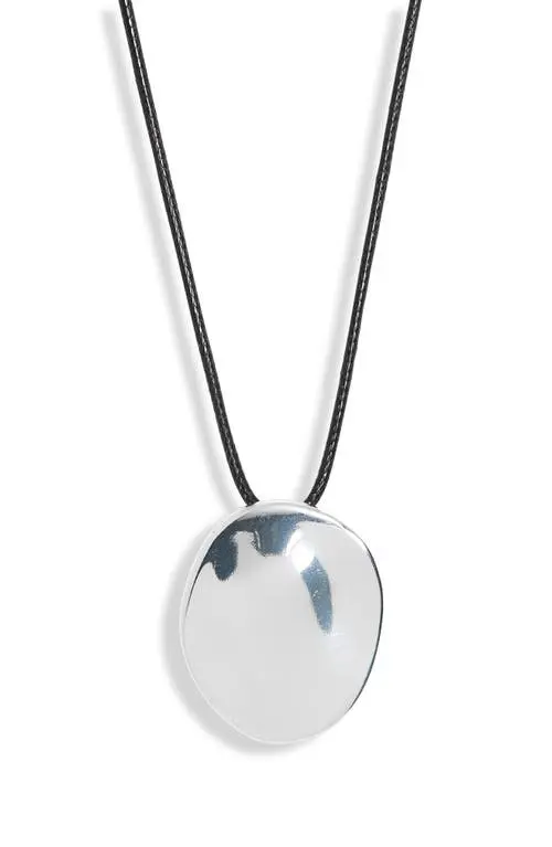 Argento Vivo Waverly Oval Pendant Cord Necklace - Silver