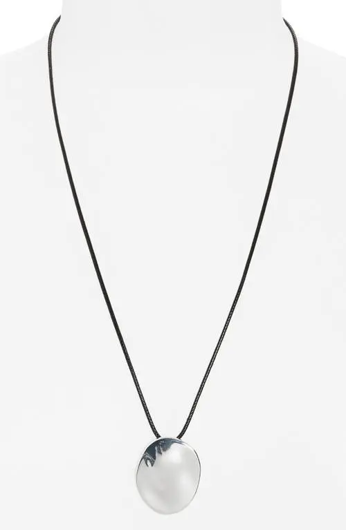 Argento Vivo Hammered Oval Pendant Necklace - Silver