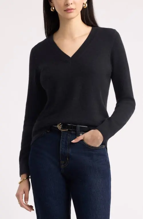 Nordstrom V-neck Cashmere Sweater - Black Rock