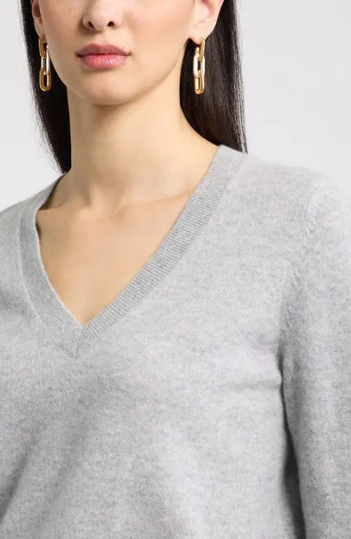 Nordstrom V-neck Cashmere Sweater - Grey Silk Heather