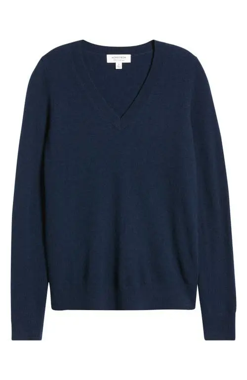 Nordstrom V-neck Cashmere Sweater - Navy Night