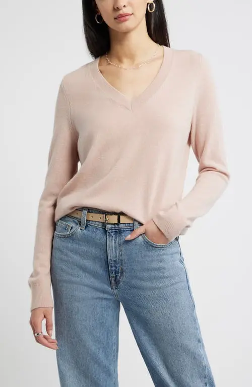 Nordstrom V-neck Cashmere Sweater - Pink Adobe