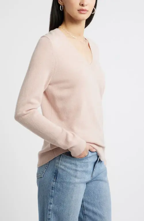 Nordstrom V-neck Cashmere Sweater - Pink Adobe