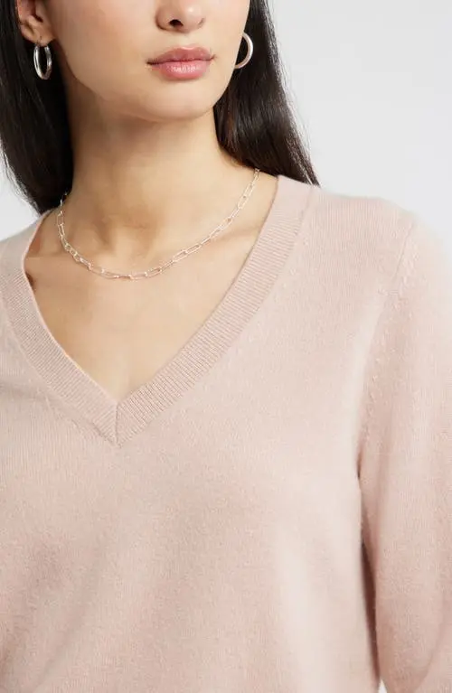 Nordstrom V-neck Cashmere Sweater - Pink Adobe