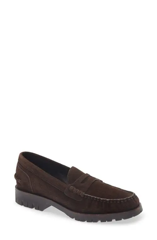 Rag & Bone Corey Lug Sole Penny Loafer - Brown Suede