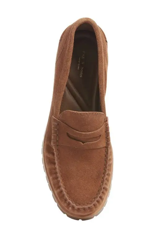 Rag & Bone Corey Lug Sole Penny Loafer - Umber Suede