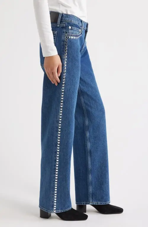 Rag & Bone Saige Studded Low Rise Relaxed Straight Leg Jeans