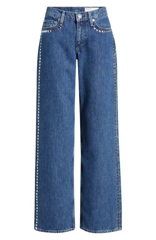 Rag & Bone Saige Studded Low Rise Relaxed Straight Leg Jeans