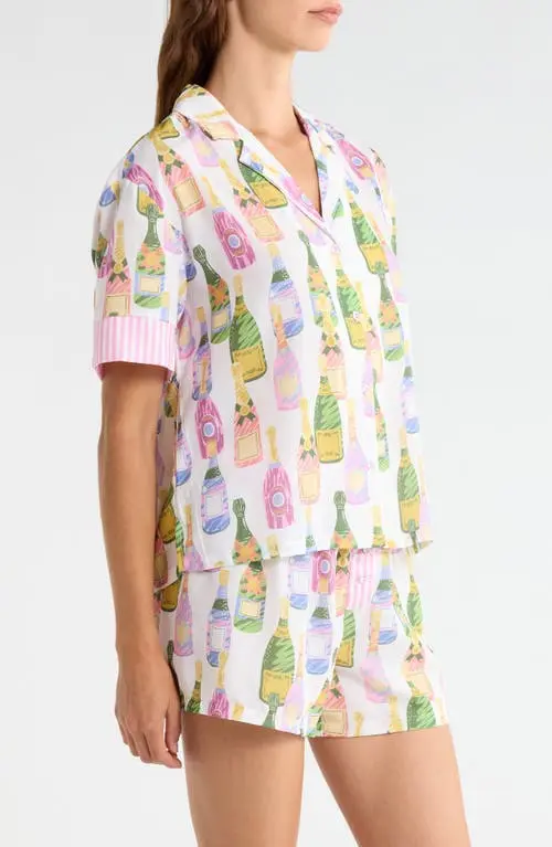 PJ Salvage Notch Collar Top & Boxers Woven Short Pajamas - Pink Lilac