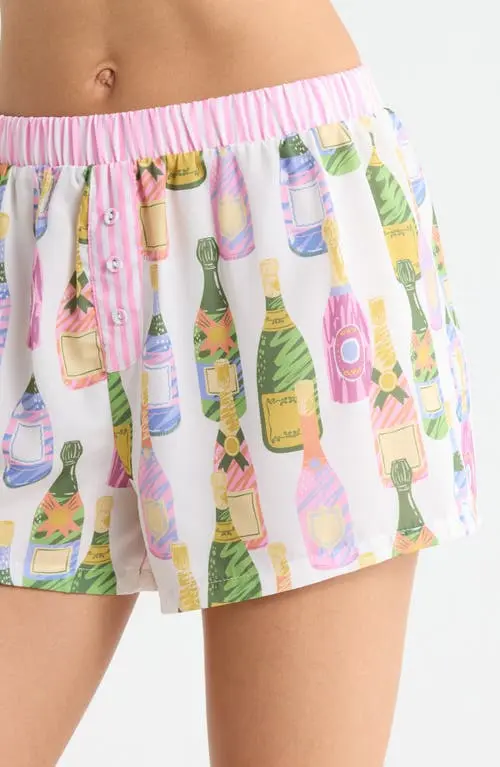 PJ Salvage Notch Collar Top & Boxers Woven Short Pajamas - Pink Lilac