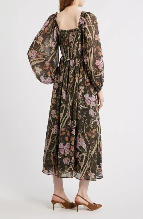 EN SAISON Floral Long Sleeve Chiffon Maxi Dress