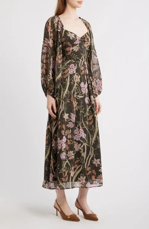 EN SAISON Floral Long Sleeve Chiffon Maxi Dress