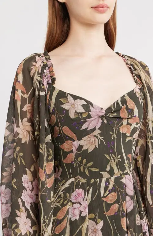 EN SAISON Floral Long Sleeve Chiffon Maxi Dress