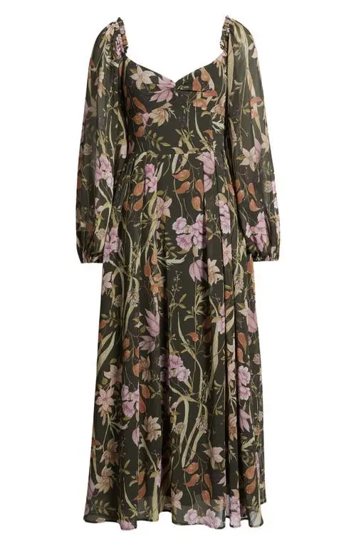 EN SAISON Floral Long Sleeve Chiffon Maxi Dress