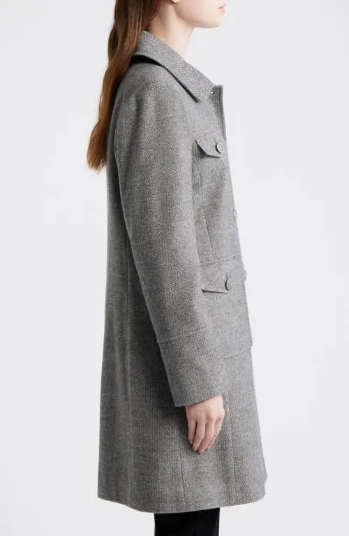 CECE DUPRAZ Herringbone Flap Pocket Coat - Dark Grey Herringbone