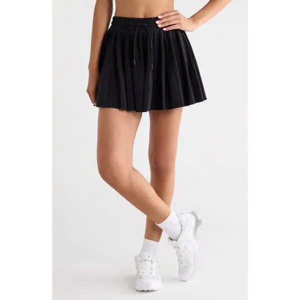 Zella Pleated Drawstring Skirt - Black