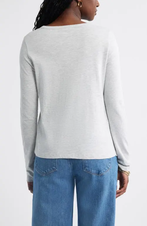 Caslon Long Sleeve Slub Crewneck T-shirt - Grey Light Heather