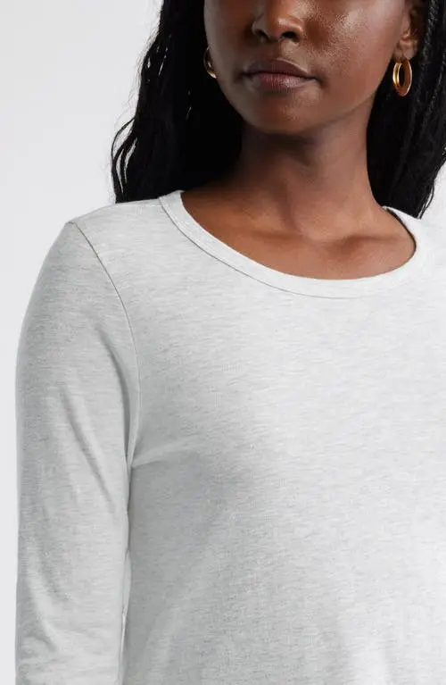 Caslon Long Sleeve Slub Crewneck T-shirt - Grey Light Heather
