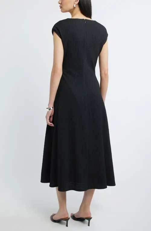 Nordstrom Textured Ruched Midi Dress - Black