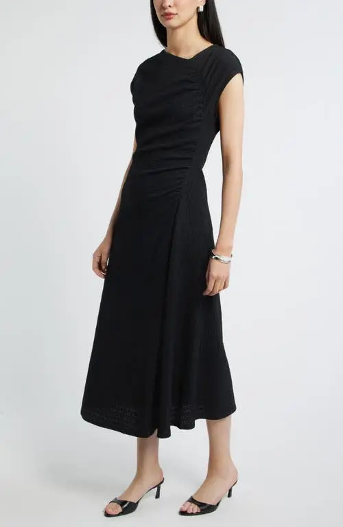 Nordstrom Textured Ruched Midi Dress - Black