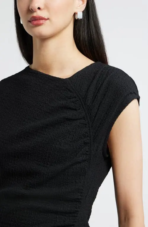Nordstrom Textured Ruched Midi Dress - Black